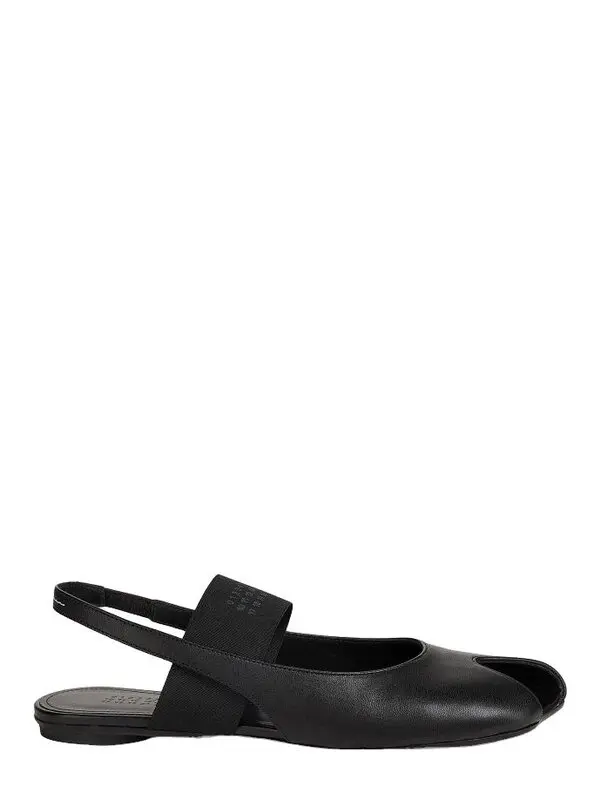 MAISON MARGIELA Logo Peep-toe Slingback Ballet Flats - Black