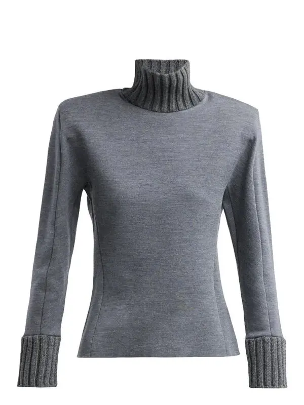 Bottega Veneta Turtleneck Double-knit Wool Long-sleeve Sweater - Thunder