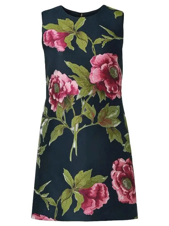 Carolina Herrera Floral Sleeveless Shift Minidress - Midnight Multi