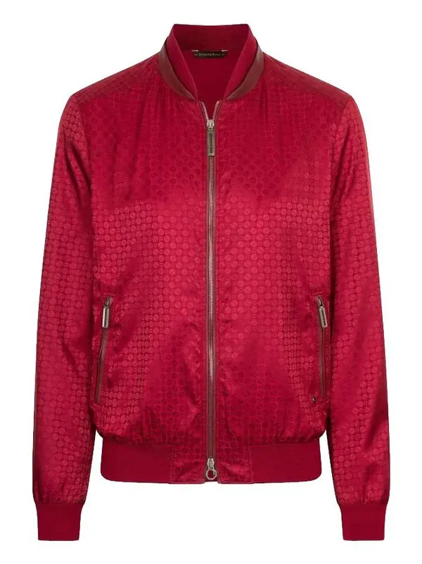 Stefano Ricci Jacquard And Lambskin Leather Blouson Jacket - Ruby Red