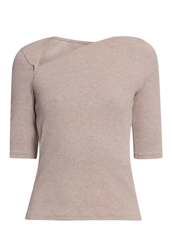 MAISON MARGIELA Asymmetric Rib-knit Cotton-blend Top - Taupe
