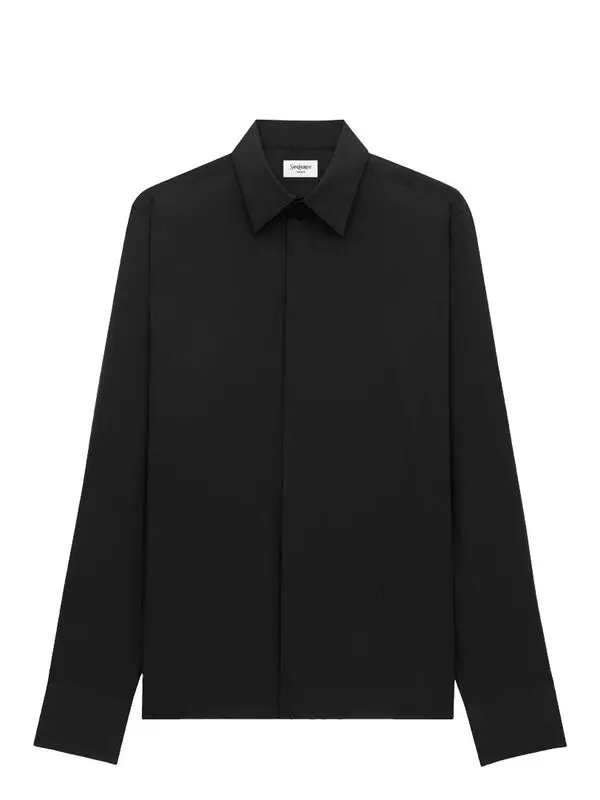 Saint Laurent Cassandre Shirt In Cotton Voile - Noir