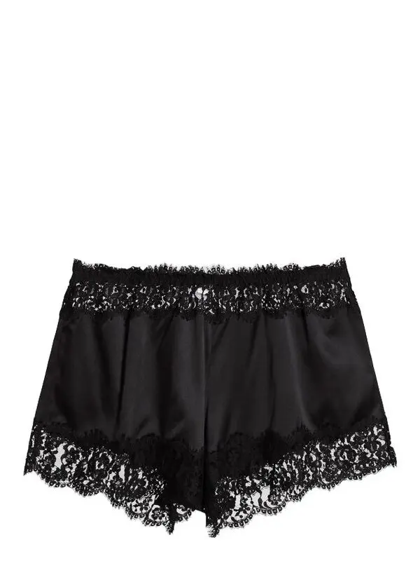 Dolce & Gabbana Lace-trim Silk Slip Shorts - Black