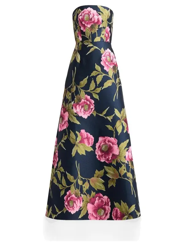 Carolina Herrera Floral Strapless A-line Gown - Midnight Multi