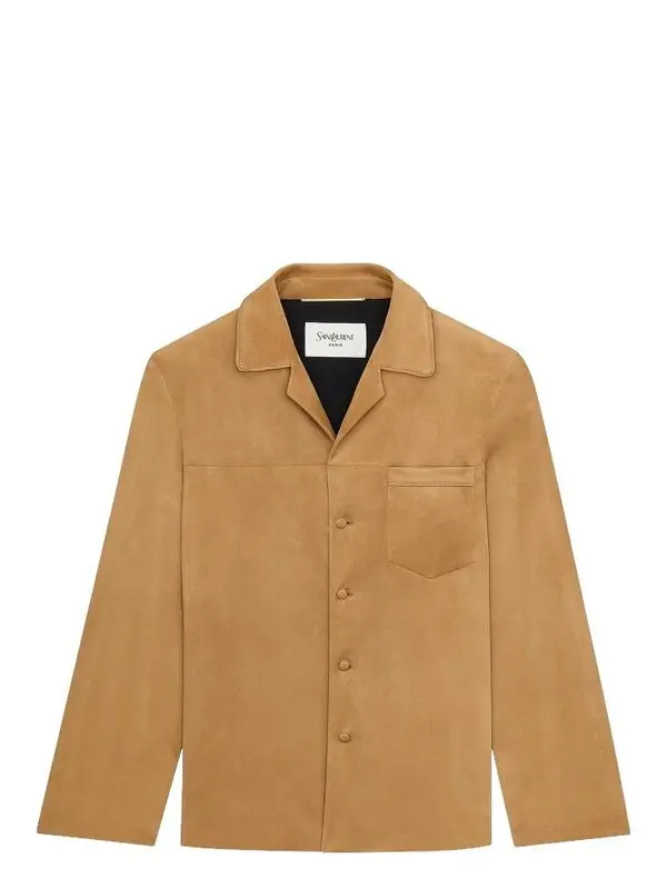 Saint Laurent Jacket In Suede - Tabac