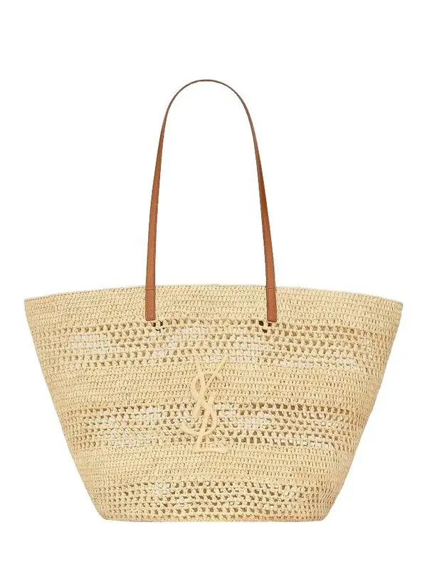 Saint Laurent Panier Medium Tote Bag In Raffia - Natural