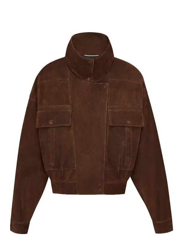 Saint Laurent Jacket In Vintage Split Leather - Ebene