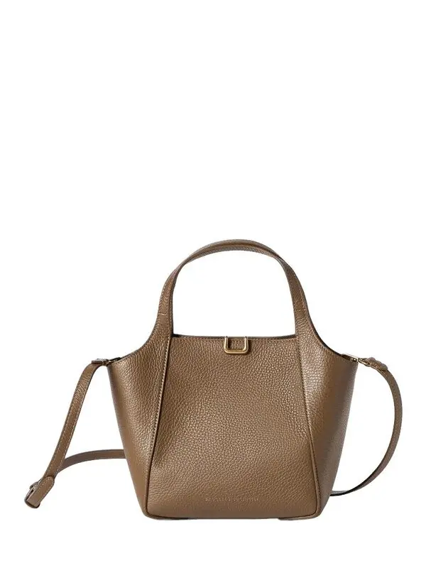 Brunello Cucinelli Sartorial Small Bucket Bag In Soft Grained Leather - Mud