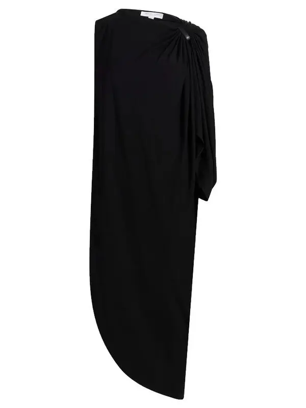 Michael Kors Elliptical Draped-sleeve Jersey Midi-dress - Black