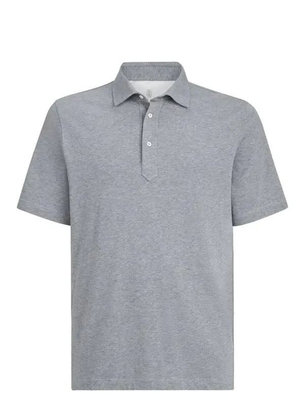 Brunello Cucinelli Cotton Jersey Polo Shirt With Shirt-style Collar - Medium Grey