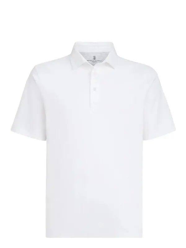 Brunello Cucinelli Cotton Jersey Polo Shirt With Shirt-style Collar - White