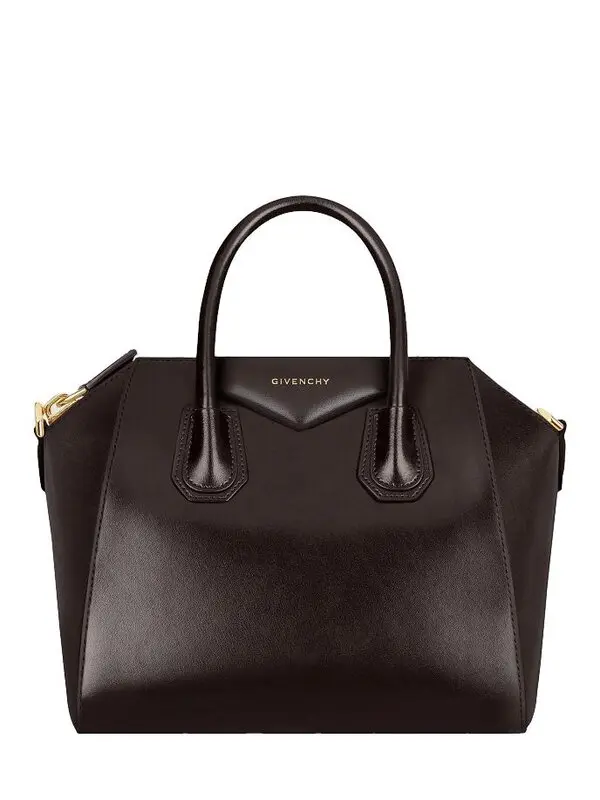 Givenchy Small Antigona Top Handle Bag In Box Leather - Chocolate