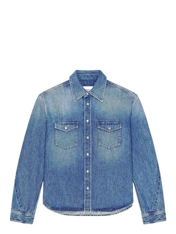 Givenchy Couture Seam Shirt In Shadow Washed Denim - Medium Blue