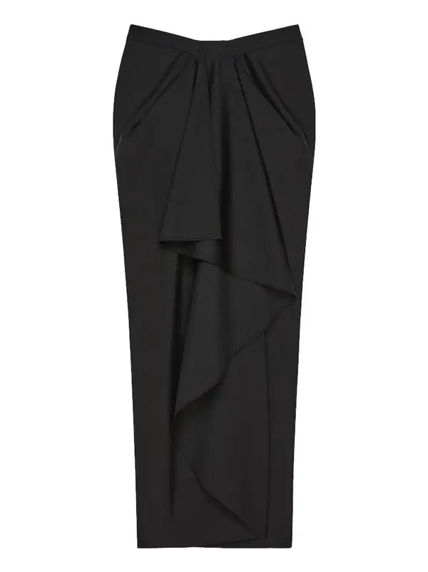 Givenchy Long Wrapped Skirt In Wool And Mohair - Black