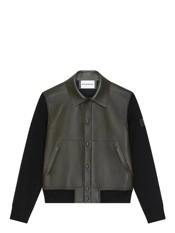 Givenchy Mix Material Blouson Jacket With Paris Patch - Khaki