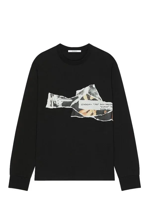 Givenchy T-shirt In Cotton With Ripped Papers Print - Black