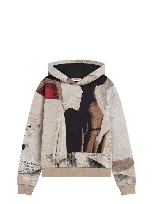 Givenchy Couture Seam Hoodie With Ripped Papers Jacquard - Multicolored