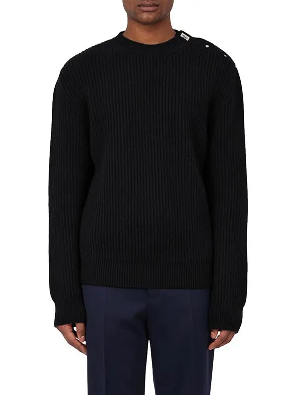 FERRAGAMO Hug-buckle Wool-cashmere Rib-knit Sweater - Nero