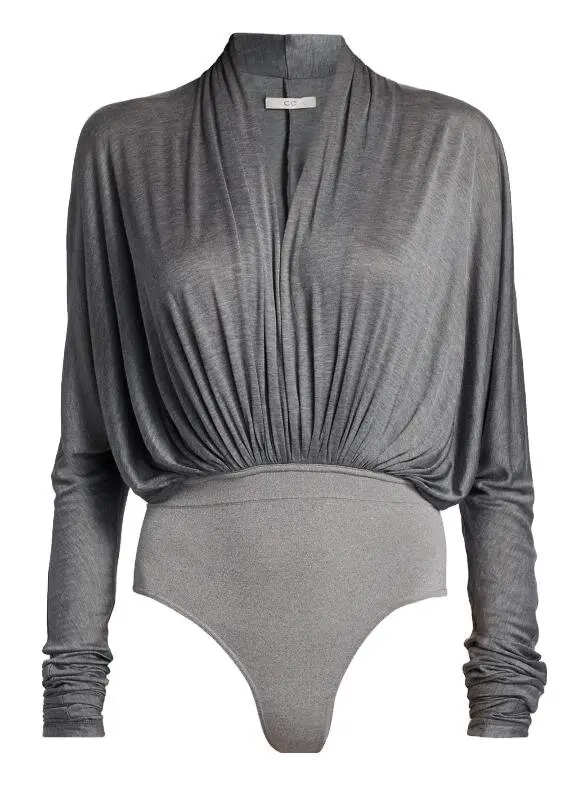 Co Gathered Jersey Bodysuit - Grey