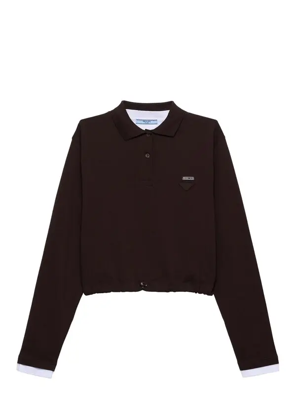 Prada Piqué And Jersey Polo Shirt - Brown