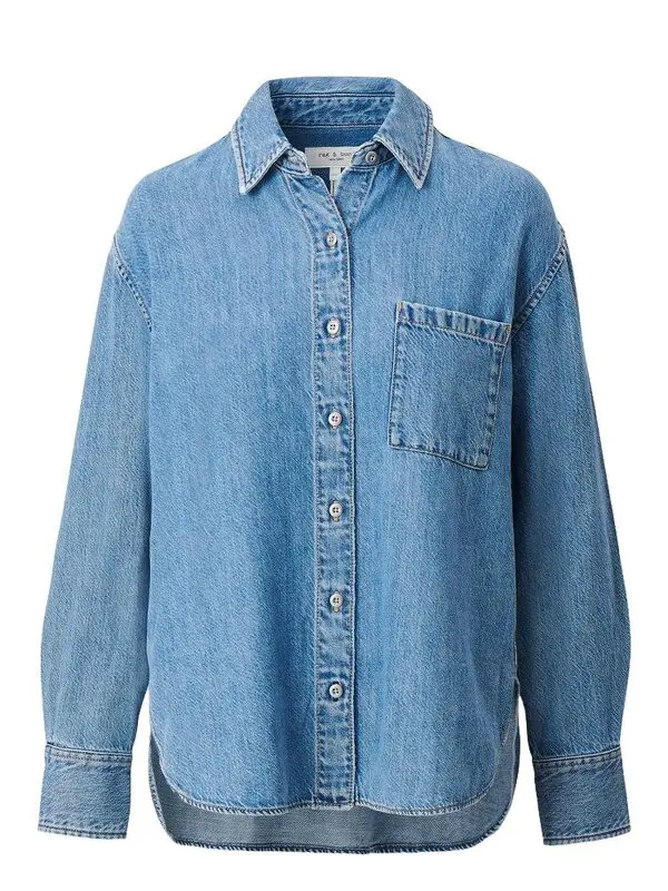 Rag & Bone Connie Ultra Featherweight Denim Button-front Shirt - Everglade