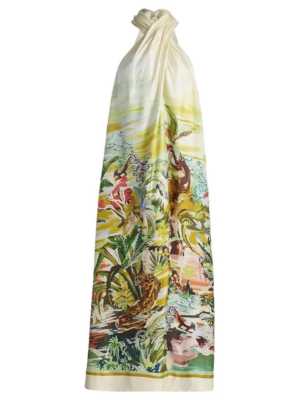 ALEMAIS Jungle Boogie Silk Halterneck Dress - Multi