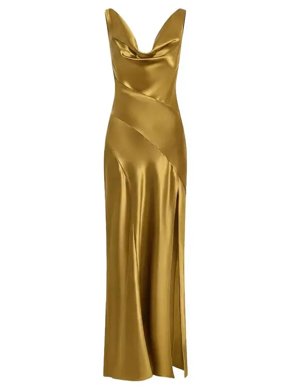 NICHOLAS THE LABEL Alfina Satin Cowlneck Gown - Celadon