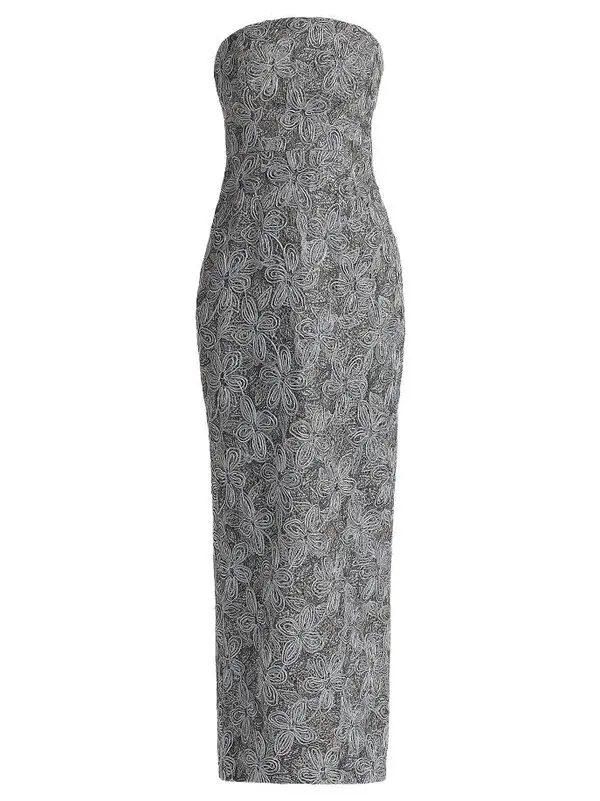MILLY Meredith Floral-embroidered Maxi Dress - Silver Multi