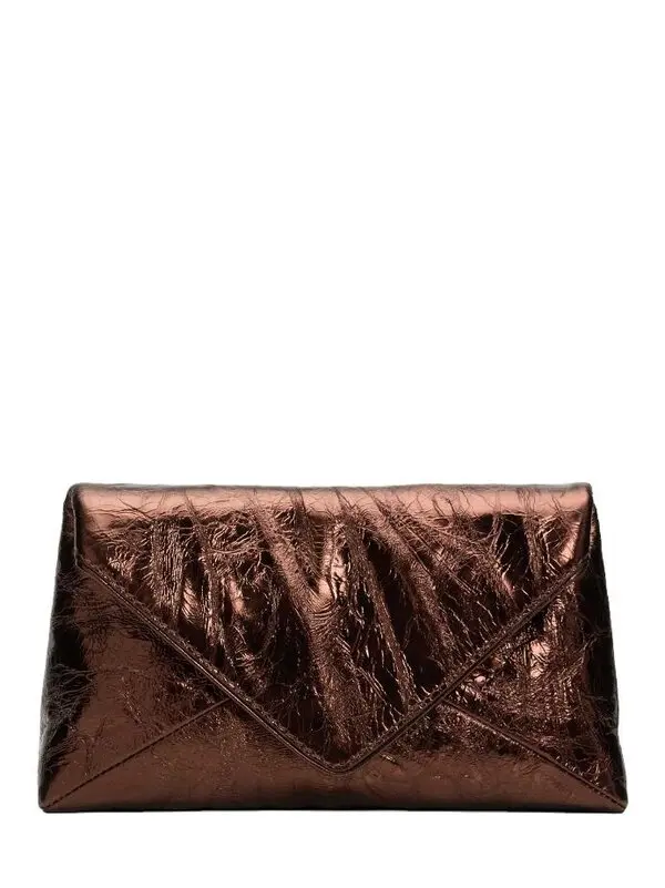 Dries Van Noten Small Crinkled Leather Envelope Bag - Choco