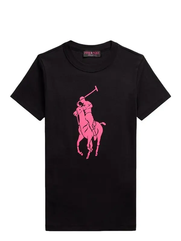 Polo Ralph Lauren Pink Pony Cotton Crewneck T-shirt - Black