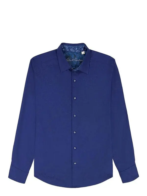 Robert Graham Hudson Paisley Jacquard Stretch-cotton Shirt - Navy