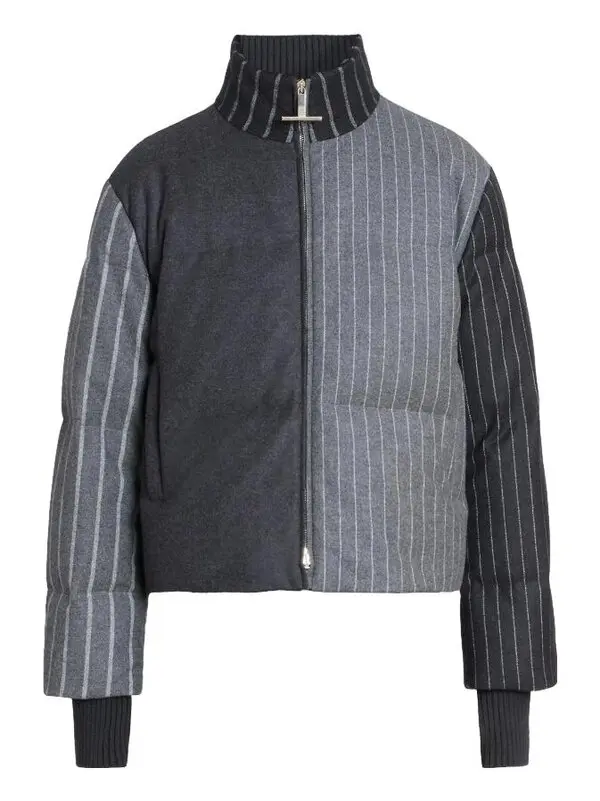 Thom Browne Chalk Striped Flannel Down Jacket - Medium Grey