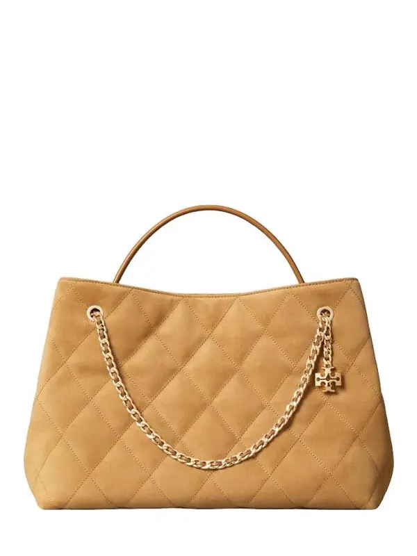Tory Burch Fleming Suede Carryall Shoulder Bag - Toffee