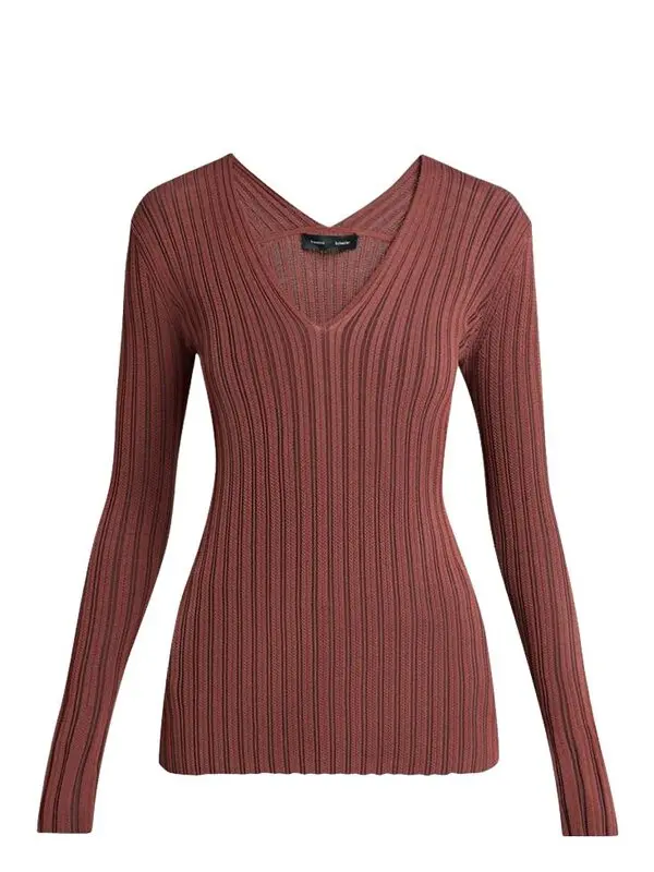 Proenza Schouler Roux Ribbed V-neck Top - Copper