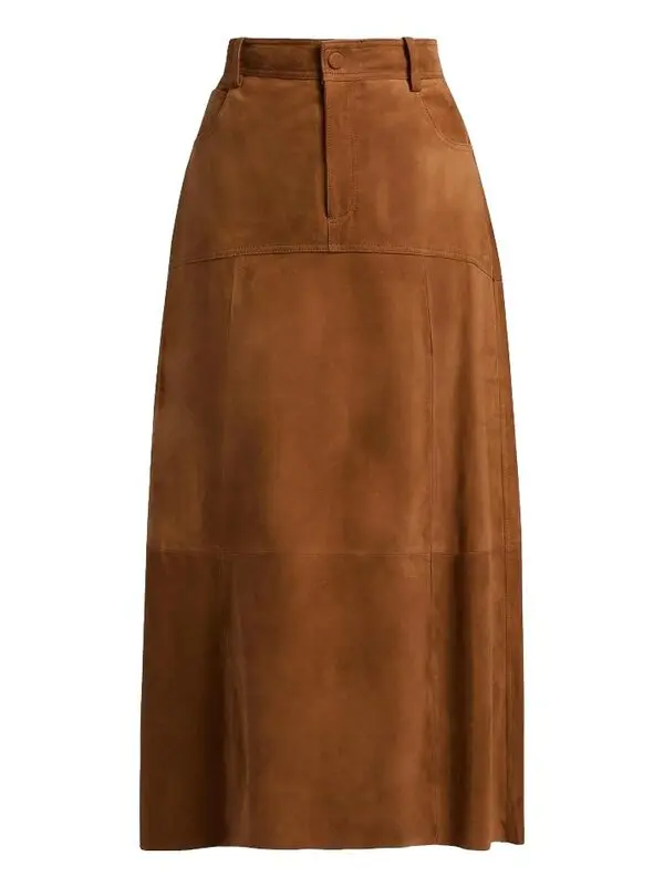 Ba&sh Massia Suede Midi-skirt - Camel