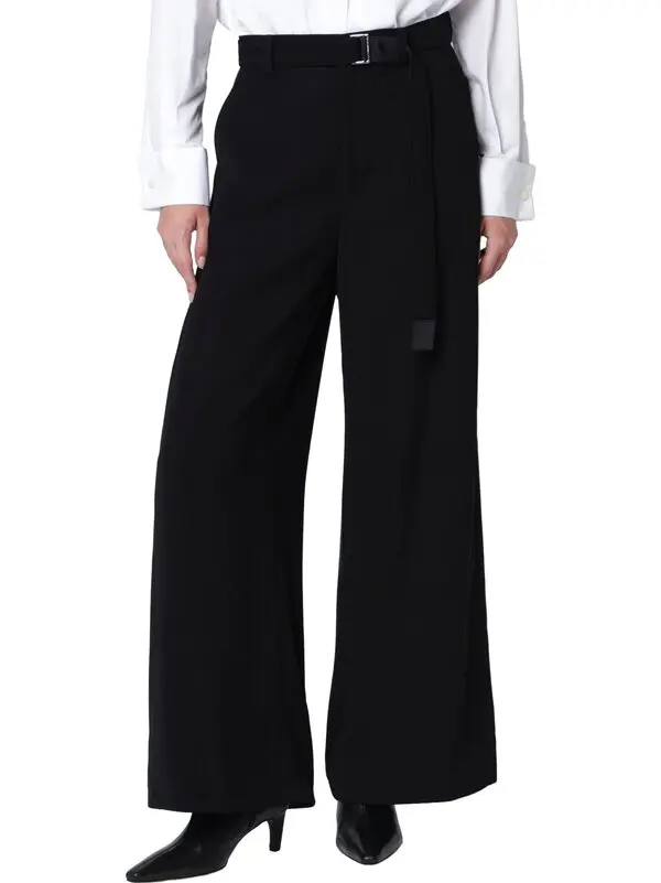 Sacai Wide-leg Belted Trousers - Black