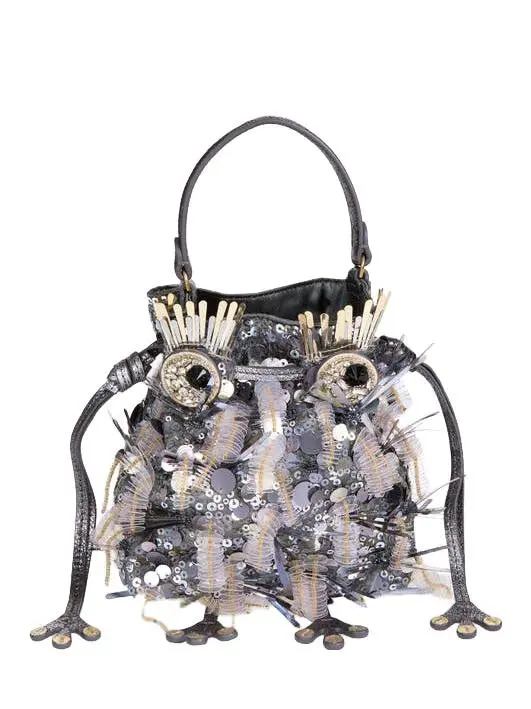ANYA HINDMARCH Creature Embellished Suede Crossbody Bag - Anthracite