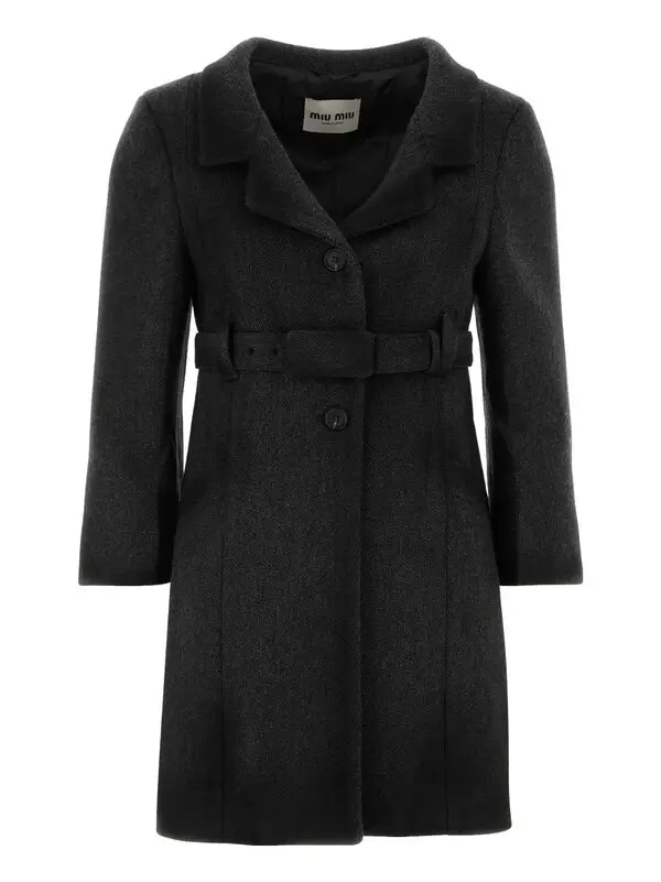 Miu Miu Dark Grey Wool Coat - Gray