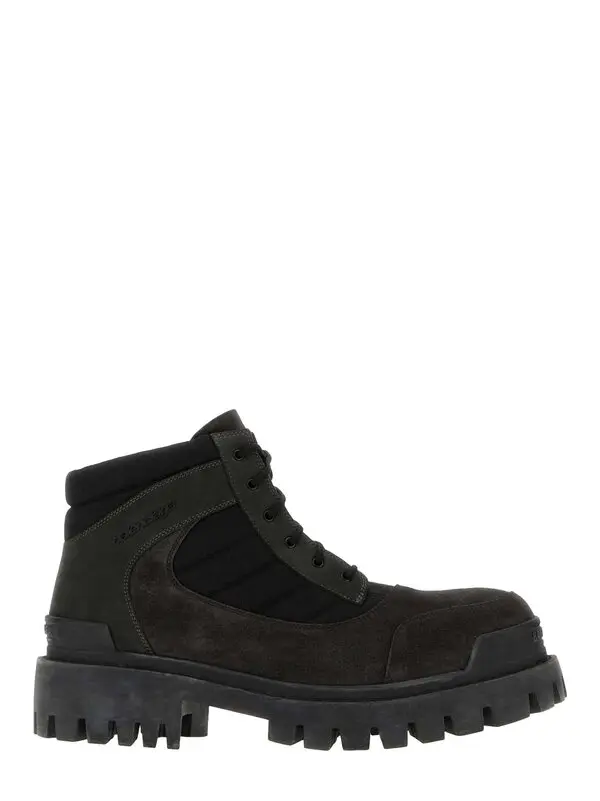 Balenciaga Slate Suede And Canvas Combat Ankle Boots - Black