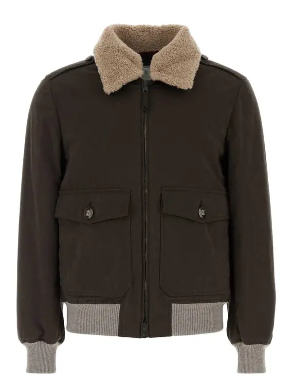 Brunello Cucinelli Dark Cotton Blend Bomber Jacket - Brown