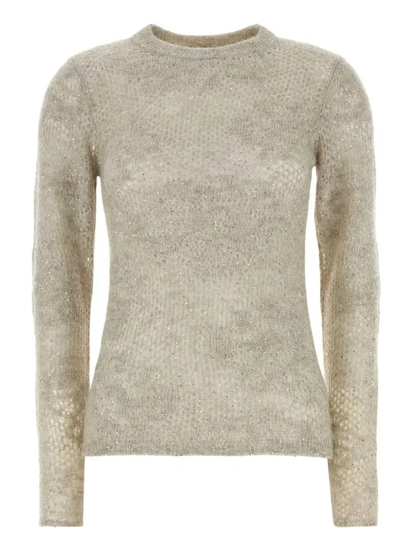 Brunello Cucinelli Sand Stretch Crochet Sweater - Brown