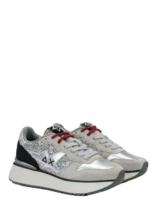 SUN 68 Ally Glitter Metallic-effect Sneakers - Grey