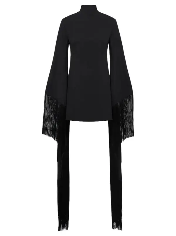TALLER MARMO Dragon Fringe-trimmed Mini Dress - Black