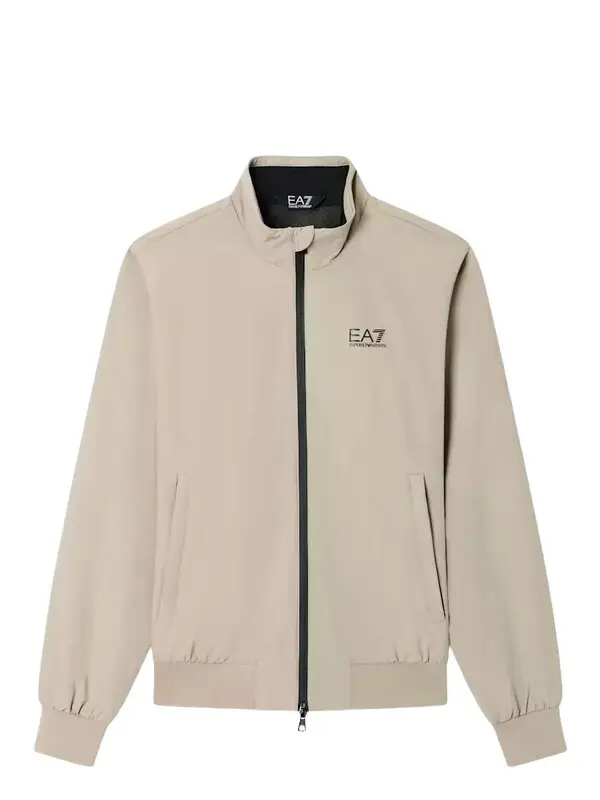 EA7 Logo-print Zip-up Jacket - Neutrals