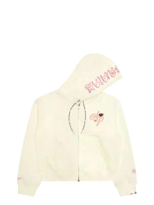 AAPE BY *A BATHING APE Logo-embroidered Zip-up Hoodie - Neutrals
