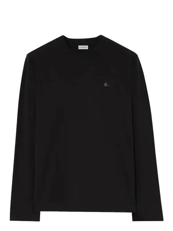 Burberry Long-sleeve Metal Knight Cotton Top - Black