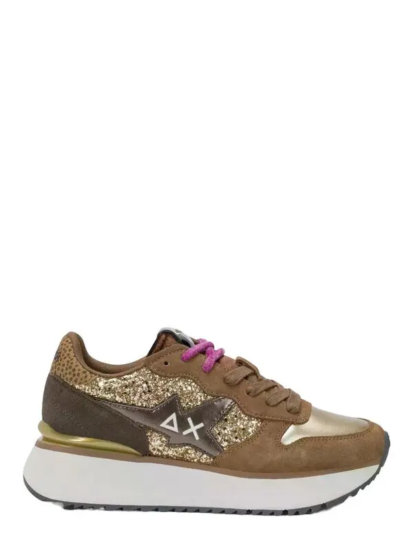 SUN 68 Ally Glitter-detail Panelled Sneakers - Brown