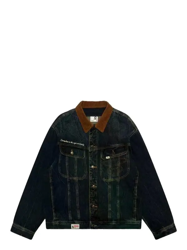 AAPE BY *A BATHING APE Corduroy-collar Hooded Denim Jacket - Blue