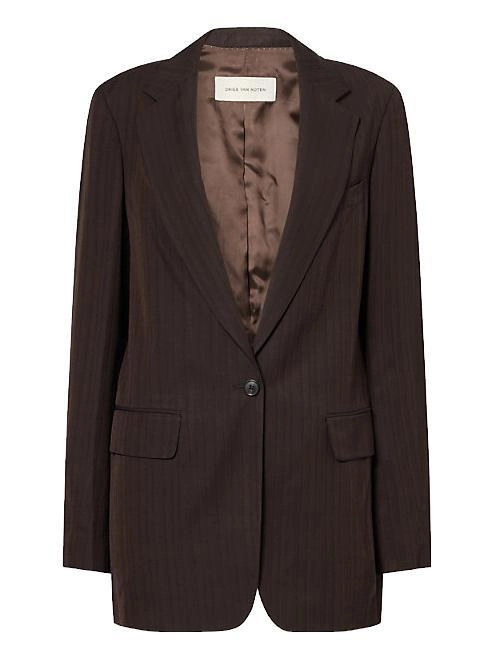 Dries Van Noten Blanchet Tonal-stripe Woven Blazer - Brown