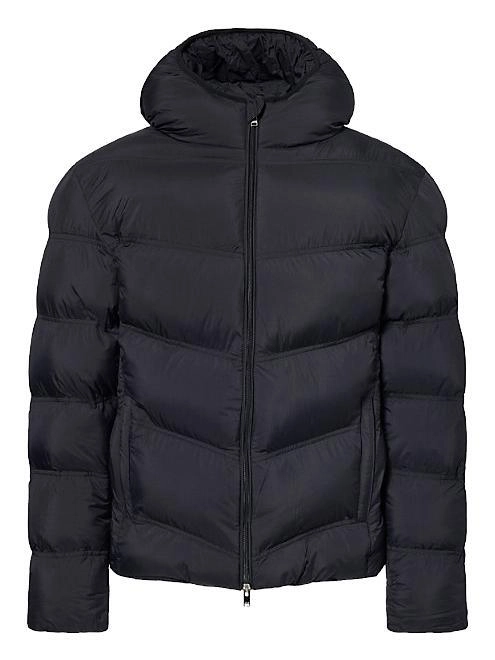 ARNE Chevron Hooded Nylon Puffer Jacket - Black